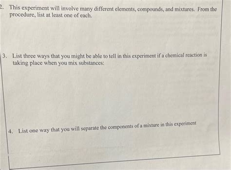 this experiment will involve many different elements