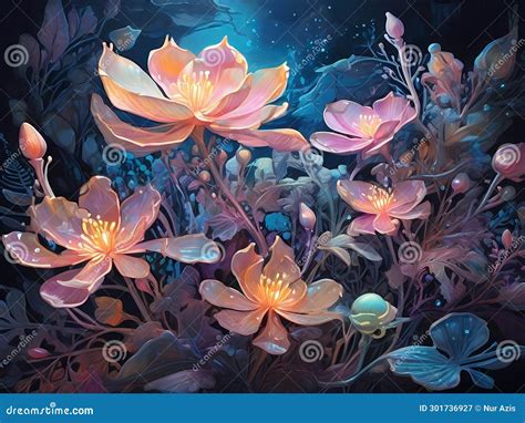 Glowing Clover With Technicolor Lights Illuminate From Fiery And Sheer Glo Stock Illustration