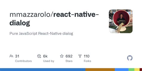 GitHub Mmazzarolo React Native Dialog Pure JavaScript React Native Dialog