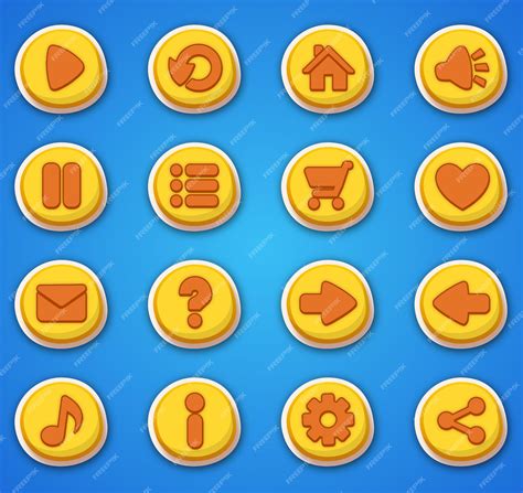 Premium Vector Set Of Round Buttons In Cartoon Style With 3d Effect Gui Design To Build Games
