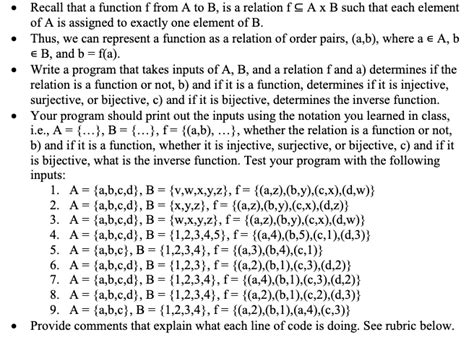 Recall That A Function F From A To B Is A Relation