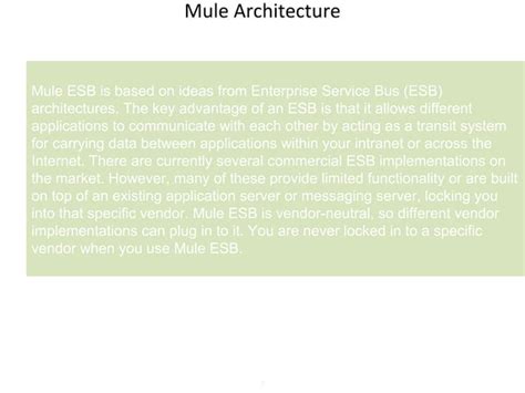 Mule Architecture Ppt