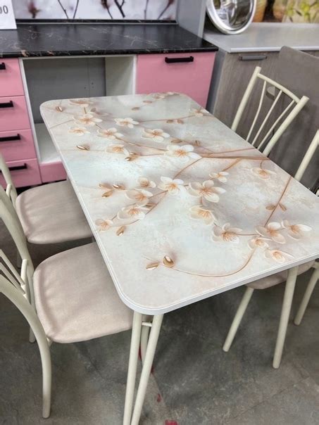 Стол Аркада и стулья Трилогия Стол Размер мм 1100 400 700 750 Бежевый фотопечать ВКонтакте