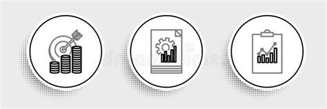 set line clipboard with graph chart target coin symbol and document