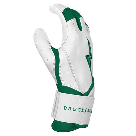 white and green batting gloves long cuff batting gloves bruce bolt