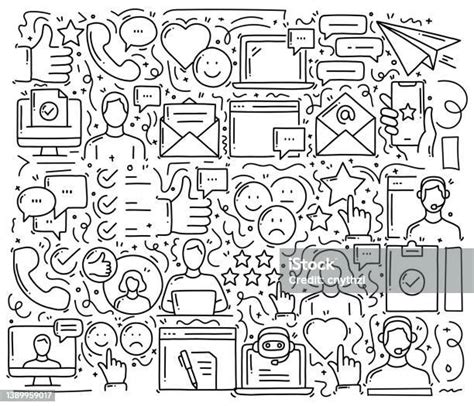 피드백 및 평가 관련 개체 및 요소 손으로 그린 벡터 낙서 일러스트 레이션 컬렉션 손으로 그린 패턴 디자인 낙서 드로잉에 대한 스톡 벡터 아트 및 기타 이미지 Istock