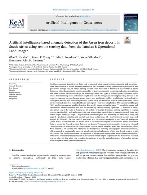 pdf artificial intelligence based anomaly detection of the assen iron