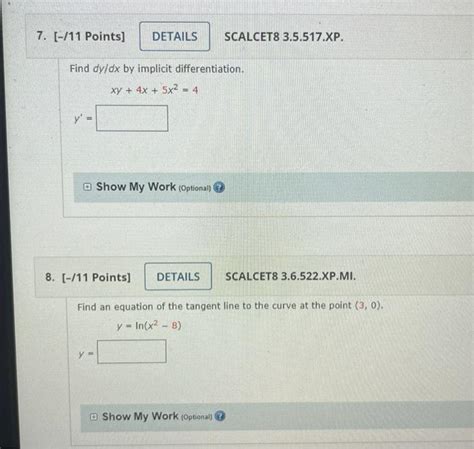 Solved Scalcet8 3 5 517 Xp Find Dy Dx By Implicit