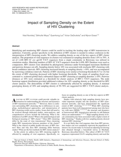 pdf impact of sampling density on the extent of hiv clustering
