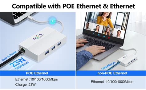 Agilepoelink Poe To Usb C Hub Usb C To Ethernet Multiport