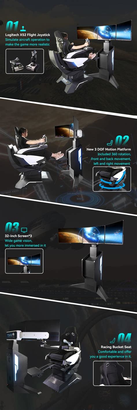 1100w Vr Flight Simulators 3 Axis Dynamic Platform 360 Rotate Chair