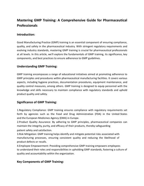 Ppt Gmp Training Powerpoint Presentation Free Download Id 13659398