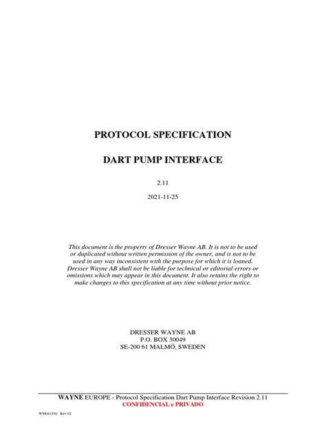 protocol specification dart pump interface pdf byte interface