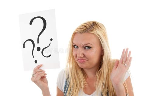 Woman With Question Marks Stock Photo Image Of Hands