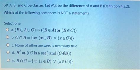 solved for classes x and y we denote by the complement of x