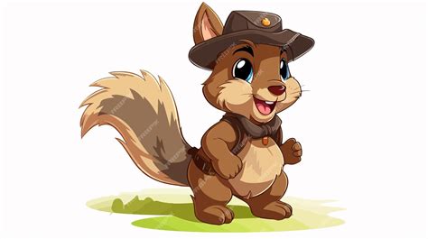 Male Squirrel Scout Cartoon Illustration For Creative Projects Premium Ai Generated Vector