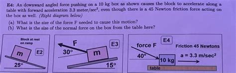 Solved E4 An Downward Angled Force Pushing On A 10 Kg Box