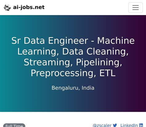 [hiring] Sr Data Engineer Machine Learning Data Cleaning Streaming Pipelining