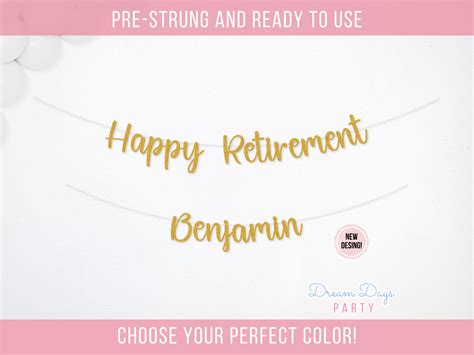 Glitter Happy Retirement Banner Custom Retirement Party Decor Etsy