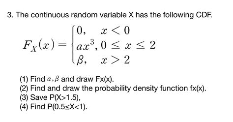 Solved The Continuous Random Variable X ﻿has The Following