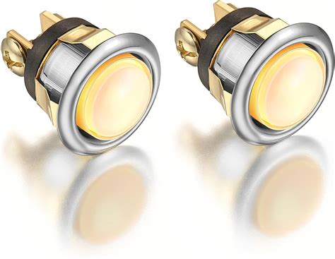 Dreyoo 2 Pack Lighted Doorbell Button Replacement Silver Yellow Light