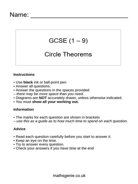 6 circle theorems pdf circle angle