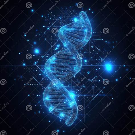 Glowing Dna Double Helix Illuminated By Molecular Connections In A Dark Environment Generative
