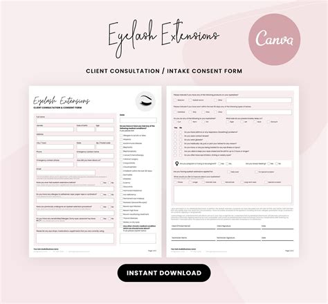 Brow Henna Consultation Forms Brow Client Intake Forms Consent Forms Record Card Aftercare