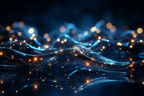 Abstract Blue Background With Interweaving Colored Dots And Lines Network Connection Structure