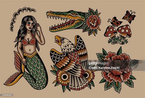 Old School Tattoo Flash Sheet High Res Vector Graphic Getty Images