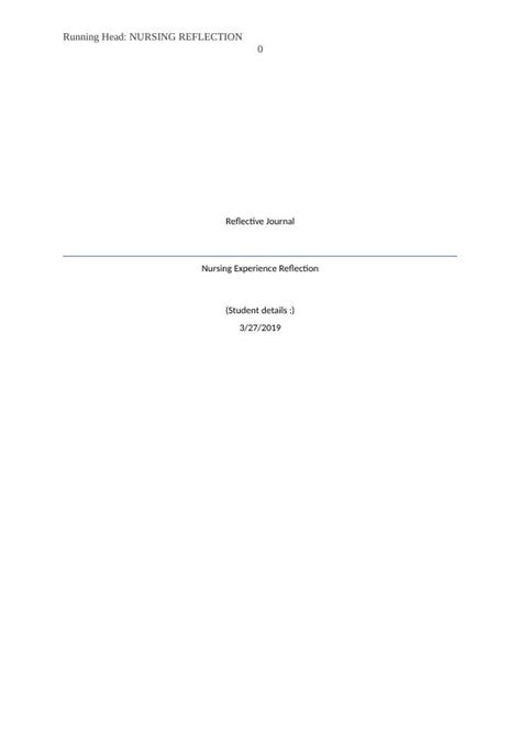 Nursing Reflection Clinical Experience