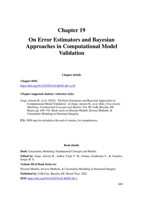 Pdf On Error Estimators And Bayesian Approaches In Computational