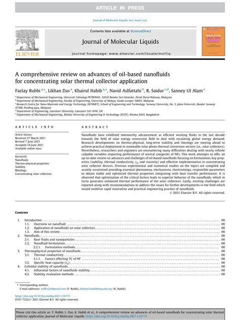 Md Fazlay Rubbi On Linkedin Nanofluids Energy Solarenergy