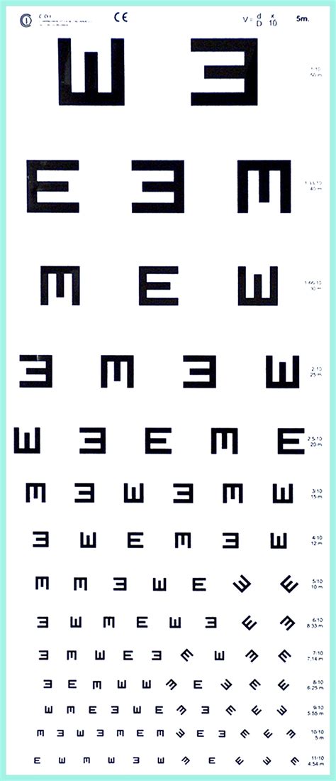 Optotypes Tumbling E Test Chart