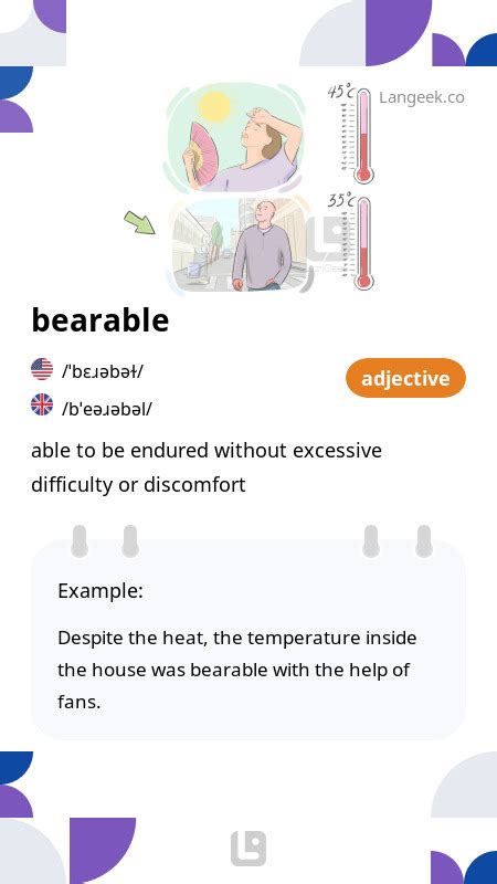 Definition And Meaning Of Bearable Picture Dictionary