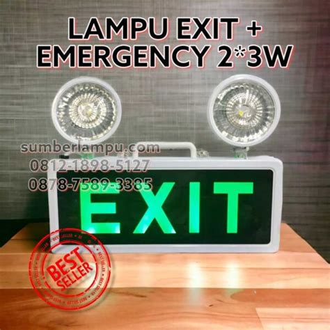 Lampu EXIT Emergency LED 2x3W Terbaru Sinar Cahaya