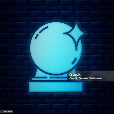 벽돌 벽 배경에 고립 빛나는 네온 매직 볼 아이콘 크리스탈 볼 벡터 일러스트레이션 0명에 대한 스톡 벡터 아트 및 기타 이미지 0명 겨울 계절 Istock