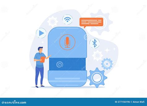 User With Voice Controlled Smart Speaker Or Voice Assistant Voice