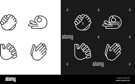 Gestures Communication Pixel Perfect White Linear Icon Set For Dark Light Mode Stock Vector