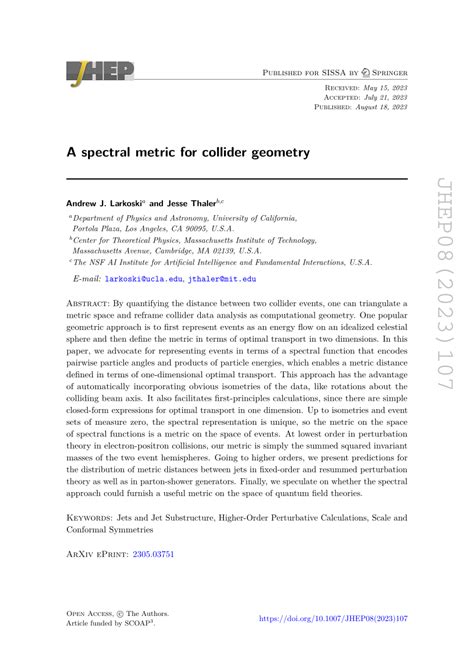 Pdf A Spectral Metric For Collider Geometry