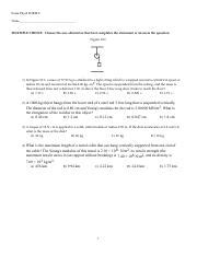 Phys Midterm FormC Soluzioni Exam Phys FORM C Name MULTIPLE CHOICE Choose The One