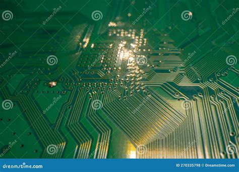 Electronic Circuit Board With Semiconductors Chip Electronic Motherboard Card Stock Photo