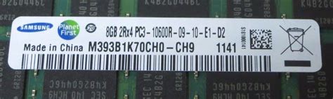 Samsung 8gb Pc3 10600r Ddr3 1333mhz Ecc Reg M393b1k70ch0 Ch9 Ram Server Memory
