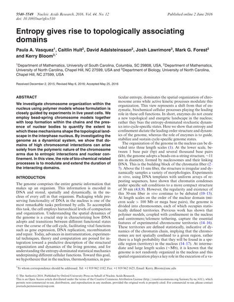 Pdf Entropy Gives Rise To Topologically Associating Domains