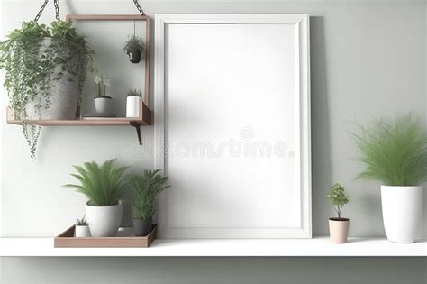 Rectangular Vertical Frame Mockup In Scandi Style Interior Generative Ai Stock Illustration
