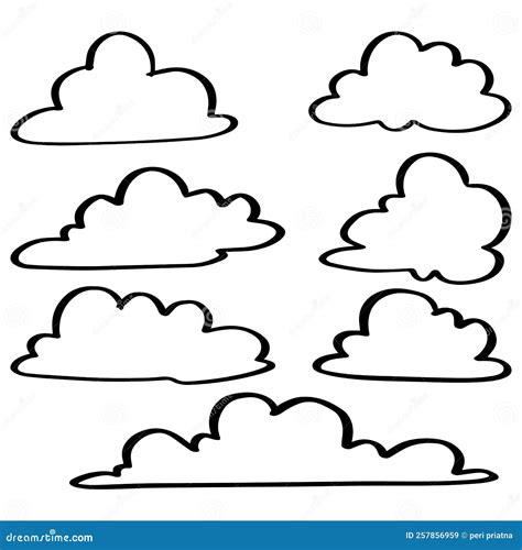 Doodle Sketch Style Of Hand Drawn Clouds Cartoon Vector Illustration
