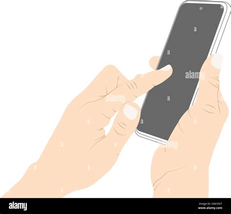 Touching The Empty Phone Screen With Woman Hand Device Screen