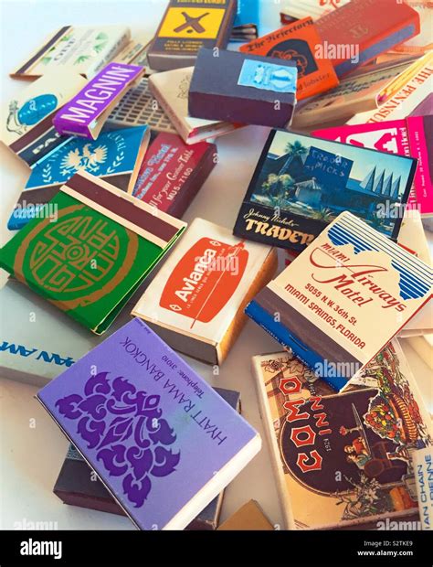 Vintage Matchbooks And Matchbox Collection From Around The World Stock