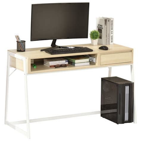 HOMCOM Compact Computer Desk Workstation For Modern Office Study Writing With Drawer Storing Box