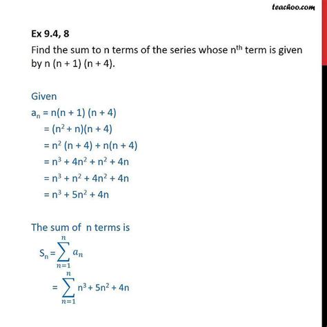 question 8 find sum of series whose nth term is n n 1 n 4